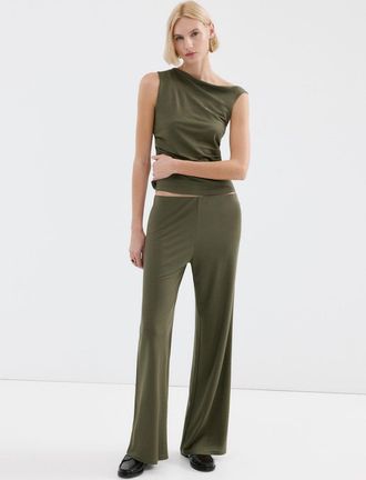 Mango Gerade Hose mit Stretchbund khaki - Damen - XS - MANGO