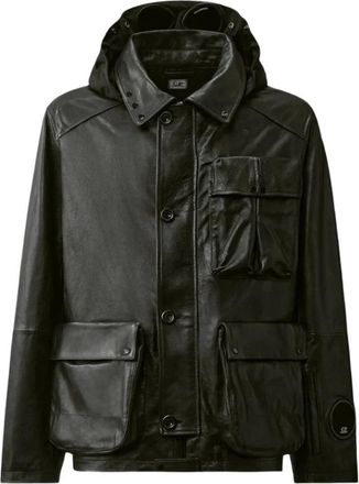 C.P. Company Goggle Lederjacke - - Jackets - Herren - Schwarzk - M
