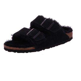 Birkenstock Classic Arizona Lammfell 752663, Pantoletten, Schwarz (Schwarz 49), 37 EU (4.5 UK)