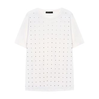 Fiorella Rubino Jersey T-Shirt mit Nieten - - Tops - Damen - Wei&szlig; - XL
