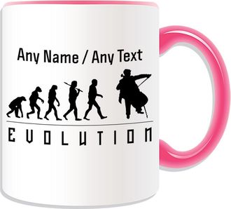 Unigift Personalisiertes Geschenk - Cello-Tasse (Evolution-Design-Farbe) Jeder Name Nachricht einzigartig - Spieler Umriss Event Hobby Klassische Musik Musike