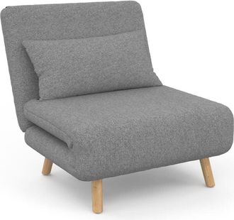 IDMarket Fauteuil convertible romeo lit dappoint 1 place 80x190 cm tissu gris clair