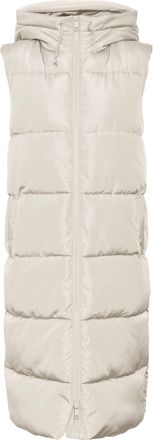 Vero Moda Damen 3/4-lange Steppweste VMLigaane mit Kapuze 10298757 Pumice Stone XL