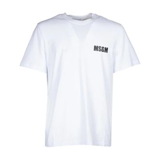 Msgm T-Shirt aus Baumwolle mit Rundhalsausschnitt und Logo - - Tops - Herren - Wei&szlig; - S