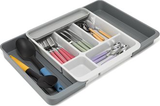 Joseph Joseph DrawerStore Ausziehbarer Besteck Organizer, f&uuml;r K&uuml;chenutensilien, recyceltem Plastik, Grau
