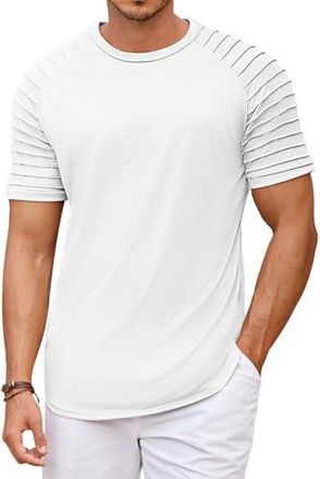 Coofandy T-Shirt Homme Col Rond Chemise de Sport Chemises Fonctionnelles Manches Raglan Chemises décontractées Chemise Musculaire Chemise de Gym Chemise dentra