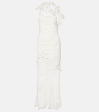 Oscar De La Renta Robe longue en crochet de coton