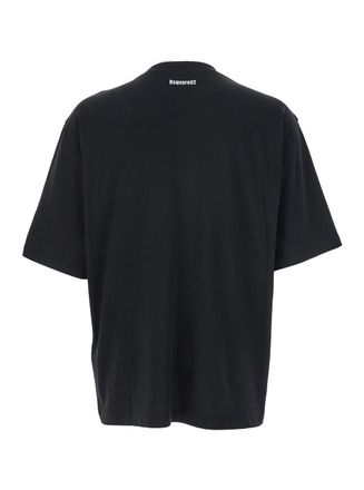 Dsquared2 Mens Black Crewneck T-Shirt With Logo Cotton T-Shirts And Polos