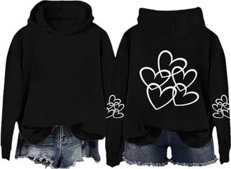 Generic Sweat &agrave; capuche imprim&eacute; coeurs de Saint-Valentin pour femme, d&eacute;contract&eacute;, tendance, motif graphique damour pour femme, sweatshirts &agrave; manches longues, 