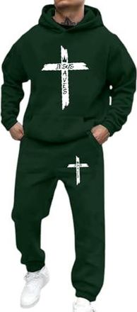 Generic Surv&ecirc;tement pour homme - Ensemble complet imprim&eacute; &agrave; manches longues - Sweat &agrave; capuche - Ensemble de jogging moderne - Mode sportive - Haut et pantalon