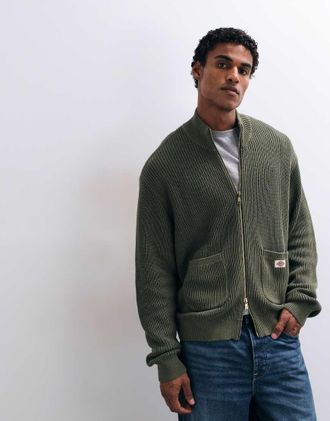 Dickies Fredonia sweat-shirt zipp&eacute; en maille vert-Noir
