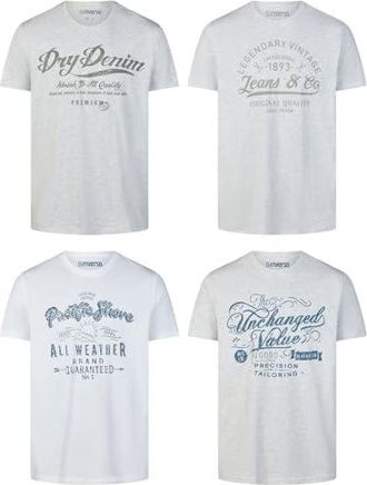 Riverso RIVLeon Lot de 4 t-Shirts &agrave; col Rond pour Homme T-Shirt imprim&eacute; &agrave; Manches Courtes 100% Coton Coupe Normale Vert Bleu Blanc Gris Rouge Orange S M L XL 