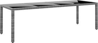 vidaXL Gartentisch 250x100x75 cm Hartglas und Poly Rattan Grau - Vidaxl