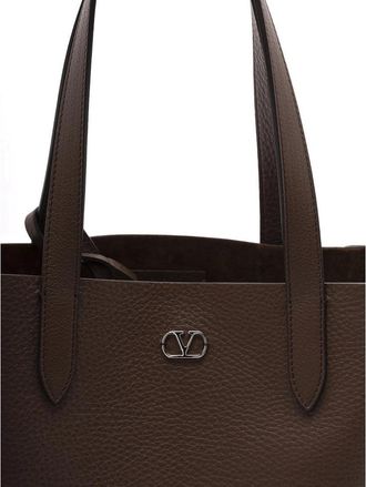 Valentino Garavani Studded Calf Leather Tote Bag - Brown