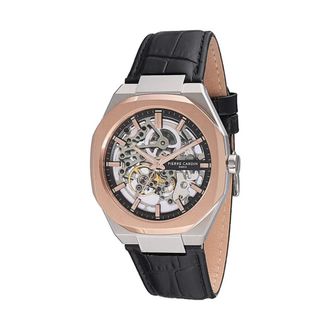 Pierre Cardin Homme, Accessoires, Noir, Taille: ONE Size Montre habill&eacute;e &eacute;l&eacute;gante avec bracelet en cuir