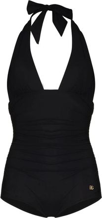 Dolce & Gabbana Femme, Maillots de bain, Noir, Taille: 40 FR Maillot de bain dos nu avec plaque logo