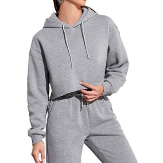 Generic Sweat &agrave; capuche oversize pour femme - Manches longues - En polaire - Avec capuche, gris, XXL