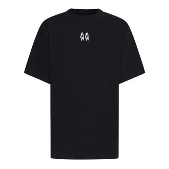44 Label Group Homme, Tops, Noir, Taille: 2XS T-shirt Noir en Coton avec Logo Imprim&eacute;