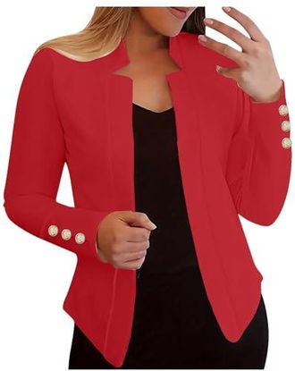 Generic Élégant Blazer Femme Chic Grande Taille Veste Blazers Veste De Costume Manche 3/4 Casual Slim