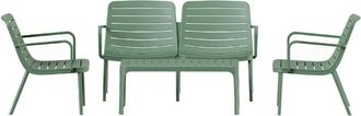 DRAWER Salon de jardin r&eacute;sine 4 personnes canap&eacute; fauteuils table ext&eacute;rieur terrasse balcon Moro
