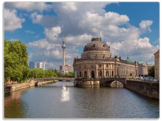 Wallario Glasunterlage/Schneidebrett aus Glas, Blick auf Berlin, Gr&ouml;&szlig;e 30 x 40 cm, Kratzfest, aus Sicherheitsglas