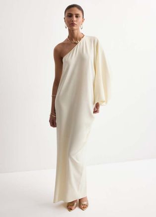 Mango Robe collier manches bouffantes &eacute;cru - Femme - XL - MANGO