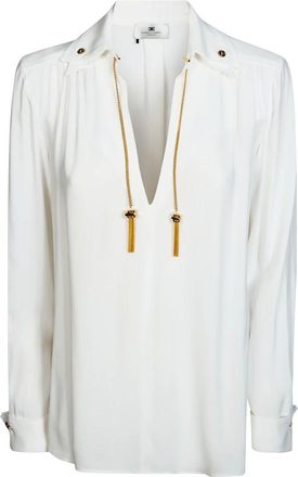 Elisabetta Franchi Femme, Blouses et Chemises, Blanc, Taille: 40 FR Camicia