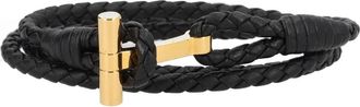 Tom Ford Homme, Accessoires, Noir, Taille: L Braided Leather T Bracelet