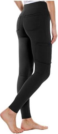 Generic Legging cargo pour femme - Pour le sport, la gym, lentra&icirc;nement, le yoga, le fitness - Avec poches - Contr&ocirc;le du ventre - Taille haute, Noir, XXL