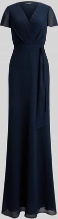 Lauren Ralph Lauren Abendkleid mit Bindeg&uuml;rtel und V-Ausschnitt