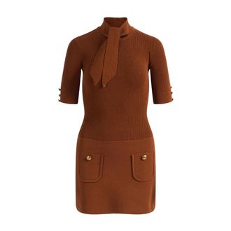 Elisabetta Franchi Robe mini boutonn&eacute;e &agrave; - Femme - Robes - Brun - Taille: 38 FR