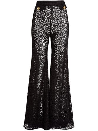 Giambattista Valli pantalon en dentelle à coupe évasée - Noir