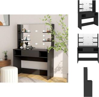 vidaXL Schminktische - Living Schminktisch mit LED-Beleuchtung 100x40x135 cm mdf Schwarz - Schwarz