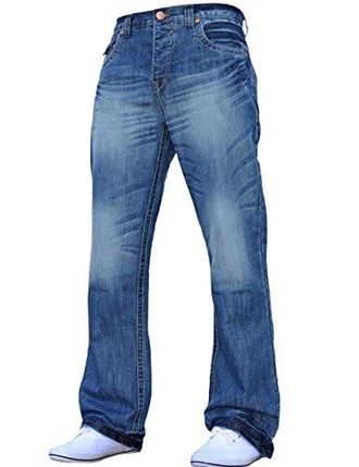 APT Jean pour homme Coupe Bootcut évasée Taille King Jambes Larges Bleu - - Taille 40