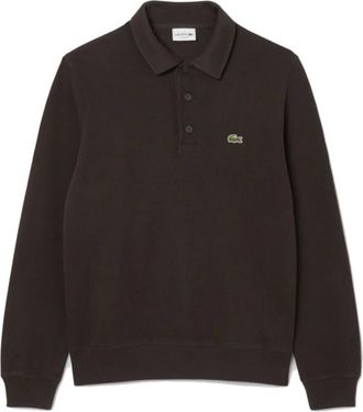 Lacoste Homme, Tops, Brun, Taille: M/L Polo en coton c&ocirc;tel&eacute; &agrave; col
