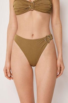 Calzedonia Brazilian-bikinihose Mit Hohem Bund Sophisticated Shine Braun