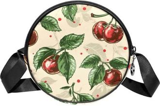 Generic Sac &agrave; bandouli&egrave;re Circle pour femme, petit sac &agrave; bandouli&egrave;re cerise avec fermeture &eacute;clair, bretelles r&eacute;glables, sac &agrave; main rond d&eacute;contract&eacute; pour femme