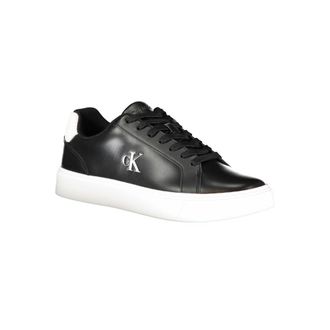 Calvin Klein Logo Leather-Blend Sneaker - Black