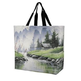 Generic Peinture De Paysage Sac A Main Femmes D&eacute;contract&eacute; Tote Bag R&eacute;utilisable Sac Cabas Pour Universit&eacute; Gym Quotidienne
