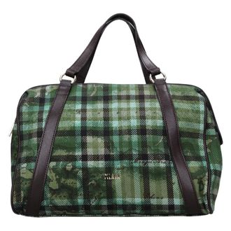 Alviero Martini 1A Classe Sac en cuir et coton imprim&eacute; - Femme - Sacs - Vert - Taille: ONE Size