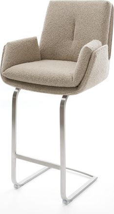 DELIFE Barstuhl Clea-Flex Boucl&eacute; Schlamm Freischwinger Flach Edelstahl Silberfarben, Barst&uuml;hle