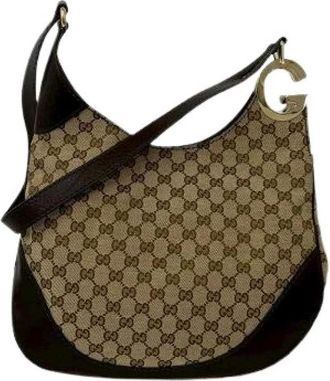 Gucci Sac bandouli&egrave;re en toile et cuir Pre-owned - Femme - Pre-owned - Brun - Taille: ONE Size