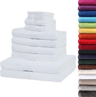 NatureMark 10tlg. Frottier Handtuch-Set Verschiedene Größen in Premium Qualität (10 TLG. Frottier Set, Weiß)