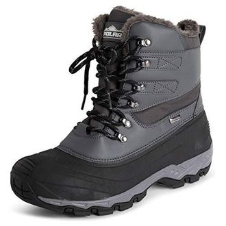 Polar Hommes Imperméable Semelle Bande De Roulement Profonde Fausse Fourrure Doublée lhiver Bottes De Neige - Gris Lacer - UK12/EU46 - YC0683