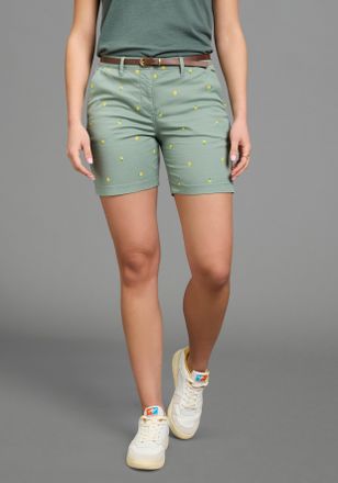 Kangaroos Chinoshorts KANGAROOS, Damen, Gr. 36, N-Gr, gr&uuml;n (salbei), Web, Obermaterial: 98% Baumwolle, 2% Elasthan, figurbetont kurz, Hosen Chinoshorts, mit Zit