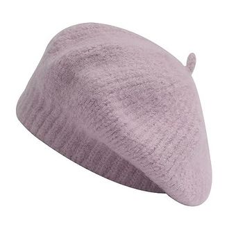 ZLYC B&eacute;rets Basques Tress&eacute;s en Laine Baggy pour Femme(Violet uni),Taille Unique