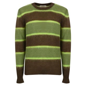Amaranto Gestreifter Mohair Pullover Braun - - Knitwear - Herren - Mehrfarbig - M