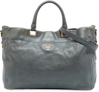 Prada Hobo Bags - Glace Calf Open Convertible Tote - Gr. unisize - in Blau - f&uuml;r Damen
