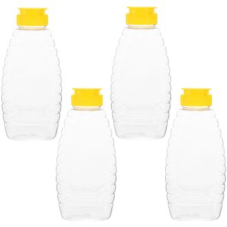 Angoily 4 St&uuml;cke Honig Quetschflasche 500 ml Honigflasche Squeeze Bottle &Ouml;l Squeeze Flasche Ahornsirupspender Kunststoff-Quetschflasche f&uuml;r Honigflaschen Mayo