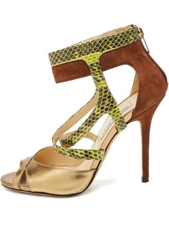 Jimmy Choo London sandales en cuir &agrave; effet peau de python - Jaune